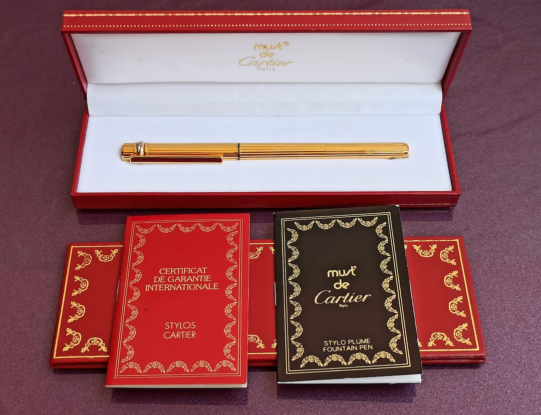 Cartier 18K Gold Nib Fountain Pen, Gold Filled Fountain Pen, Must De ...