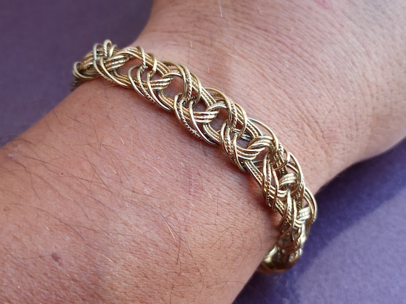 1980 Byzantine Turkey OT 925 Braided Vermeil Bracelet… - Gem