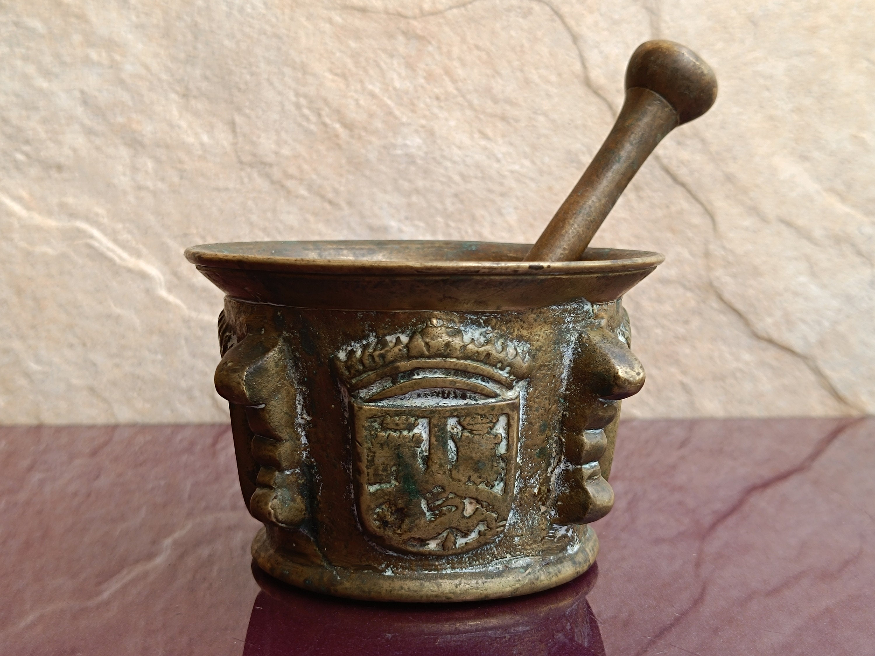 XVII Spanish Large Mortar and Pestle, Antique Bronze Mortar, Vintage ...