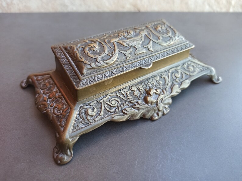Vintage Victorian Brass Inkwell Decorative Brass Box - Etsy