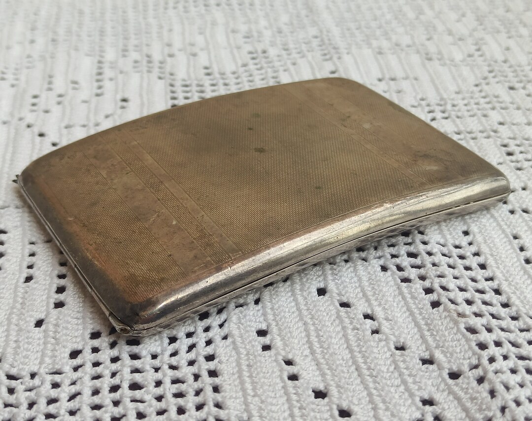 1950 Rounded Alpaca Cigarette Case, Vintage Alpaca Silver Cigarette Box ...