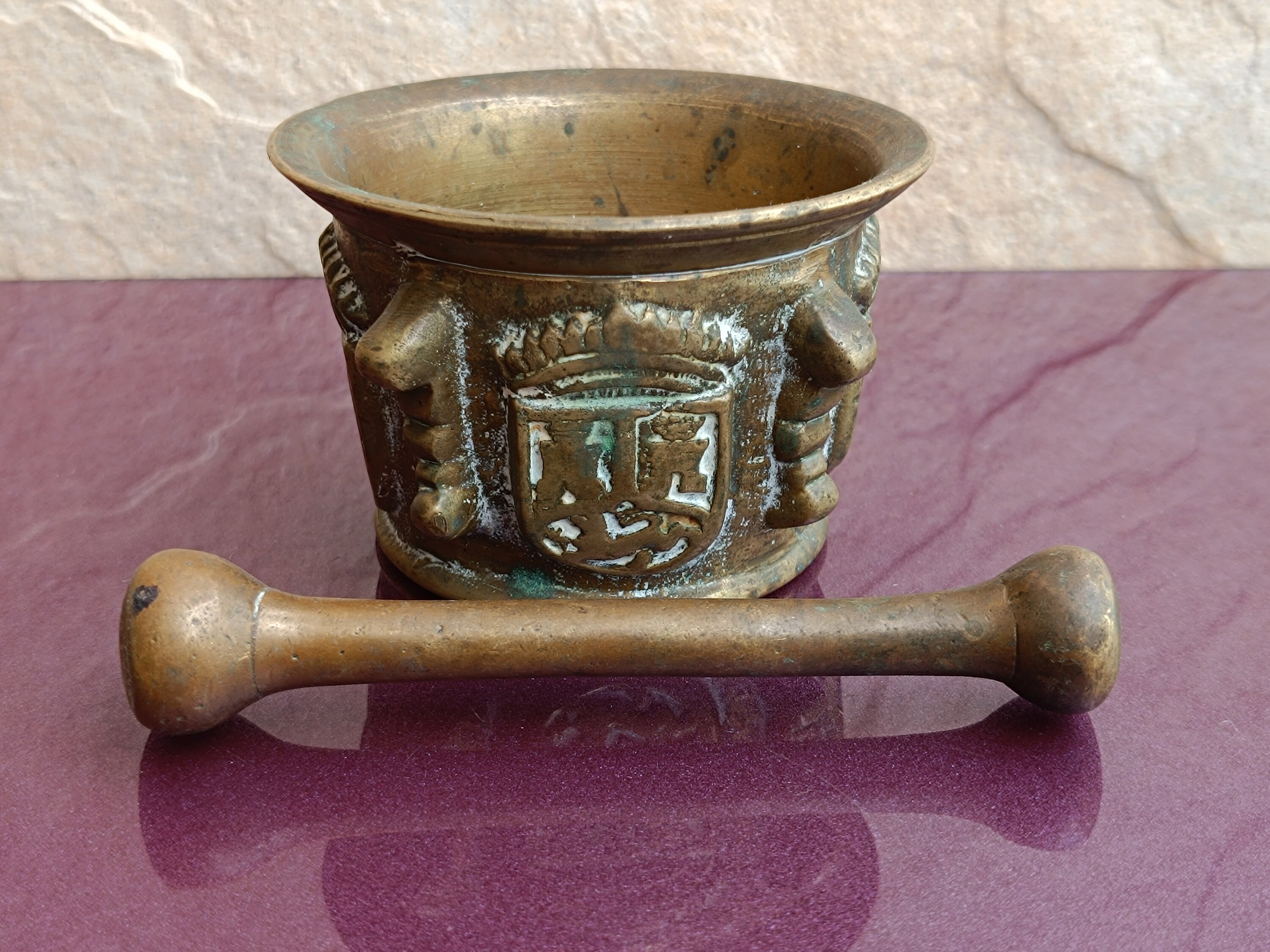 XVII Spanish Large Mortar and Pestle, Antique Bronze Mortar, Vintage ...