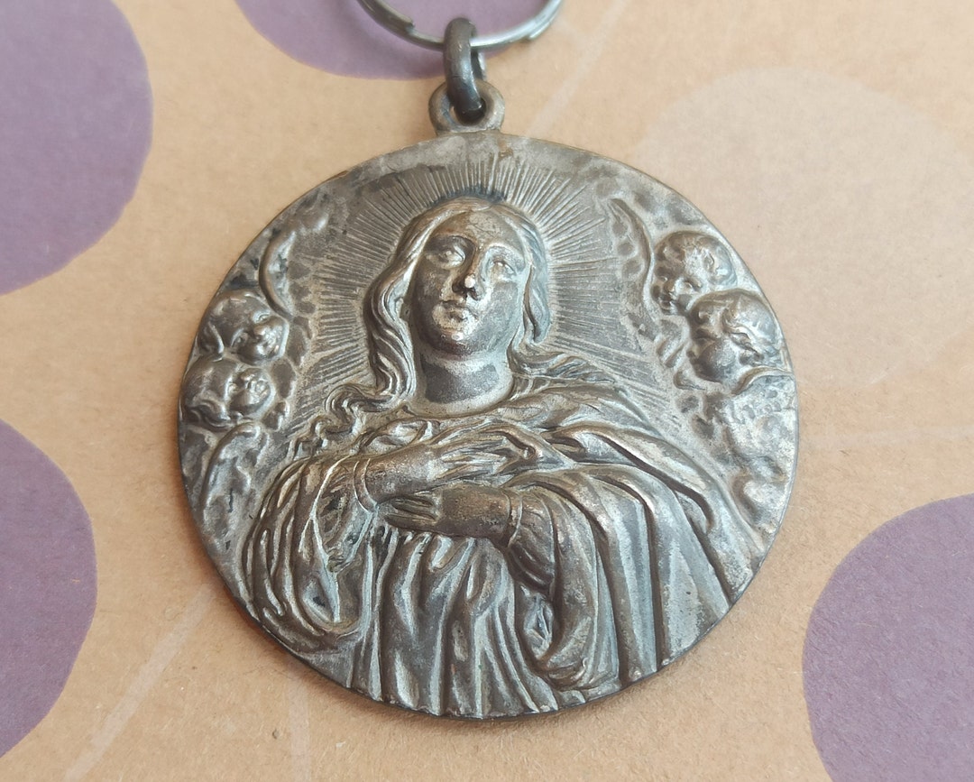 Antique Religious Medallion of the Immaculate Conception S. - Etsy