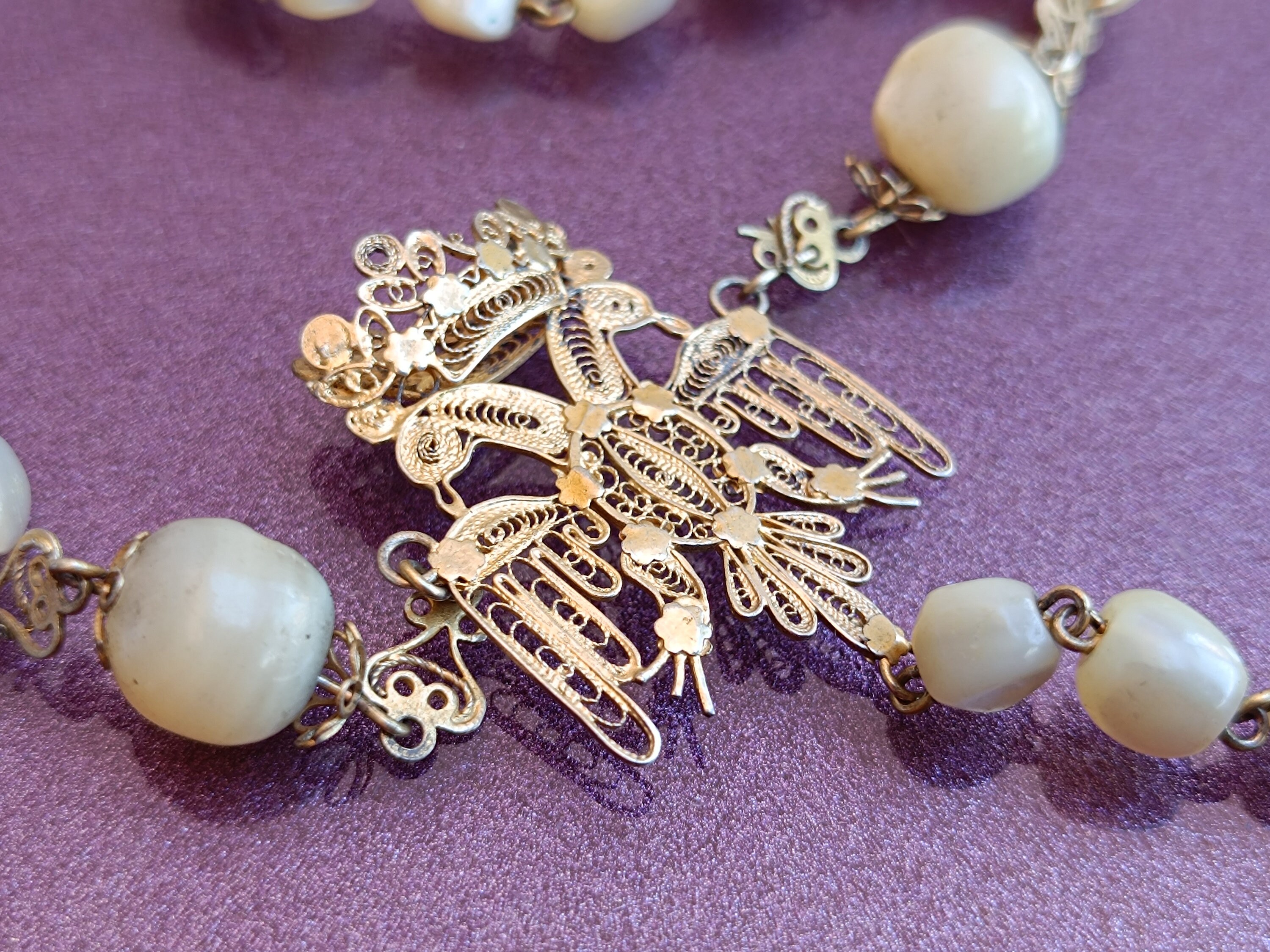 1800s Gold Filled Filigree Mother of Pearl Silver Religious Catholic ...