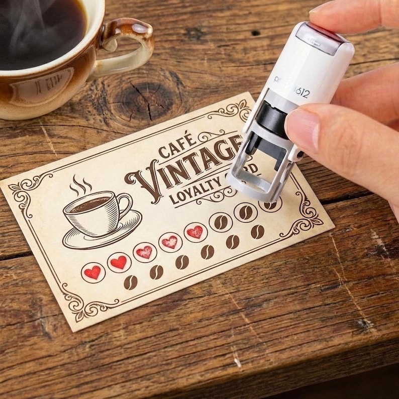 Custom Loyalty Card Stamp, 12mm Coffee Reward Stamp, Small Rubber Logo ...