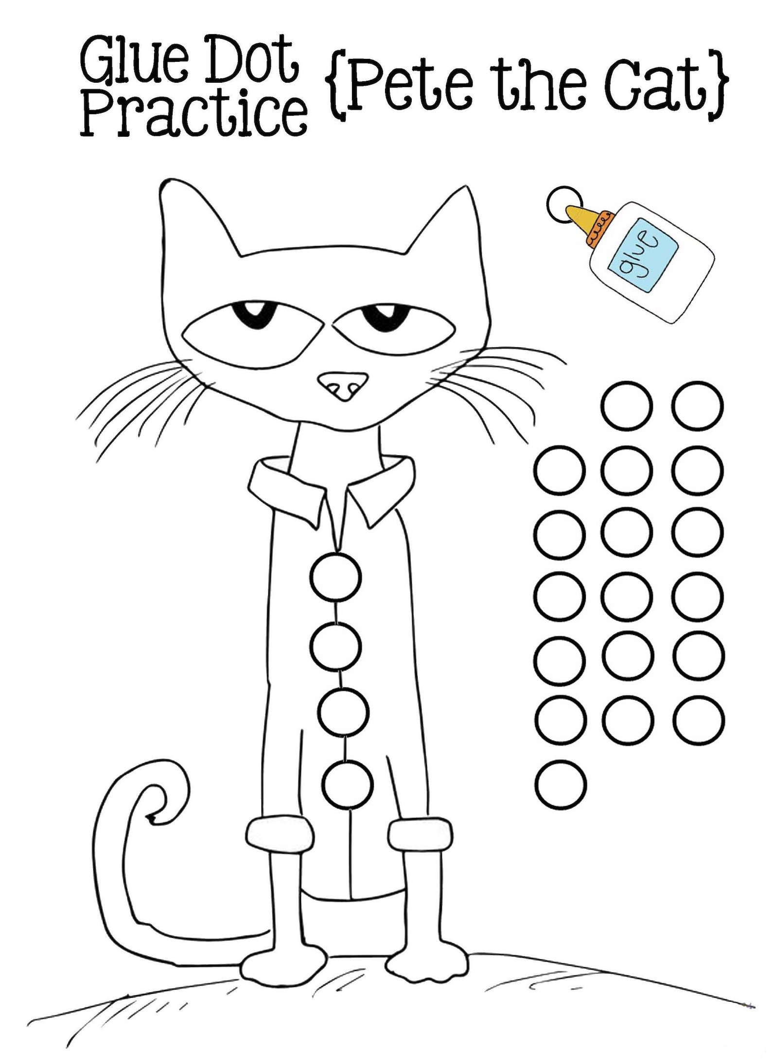 Preschool Pete the Cat Glue Dot Practice Digital Download | Etsy