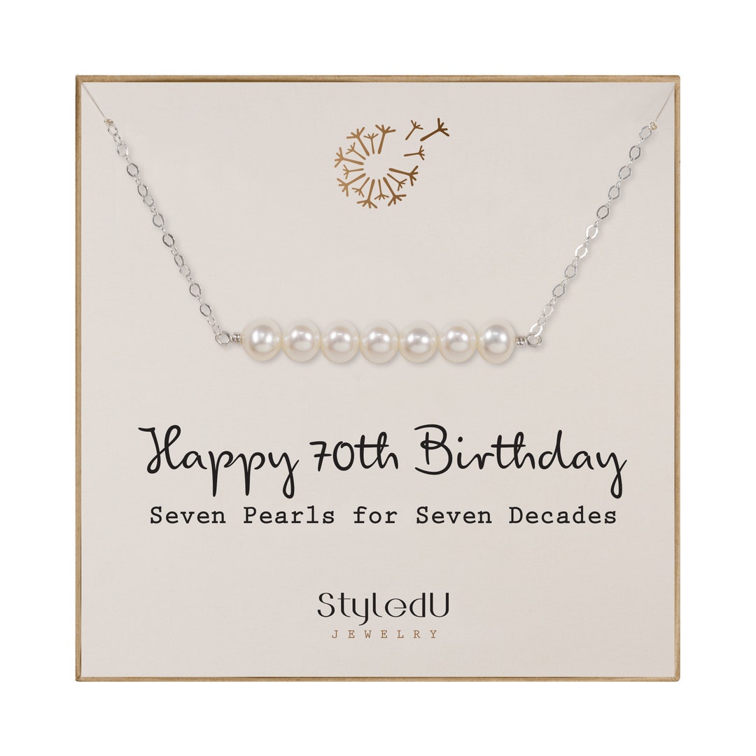 70th Birthday Gifts for Women, Sterling Silver 7 Freshwater Pearl Bar ...