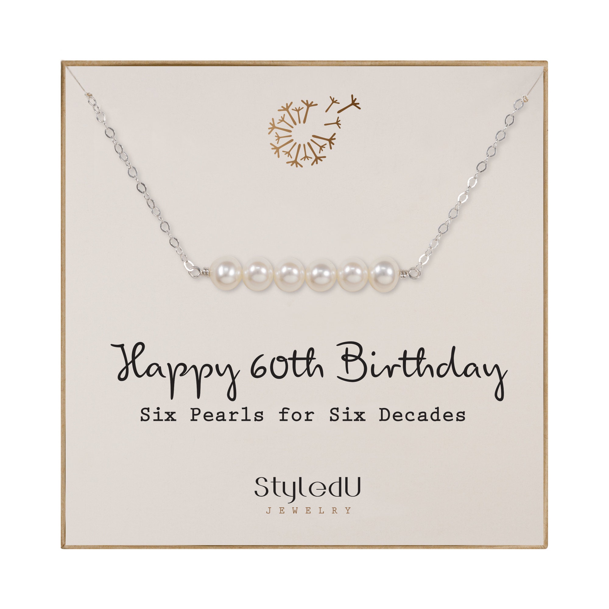 60th Birthday Gifts for Women, Sterling Silver 6 Freshwater Pearl Bar ...