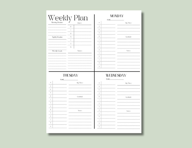 Weekly Planner Digital Download - Print at Home! - Etsy