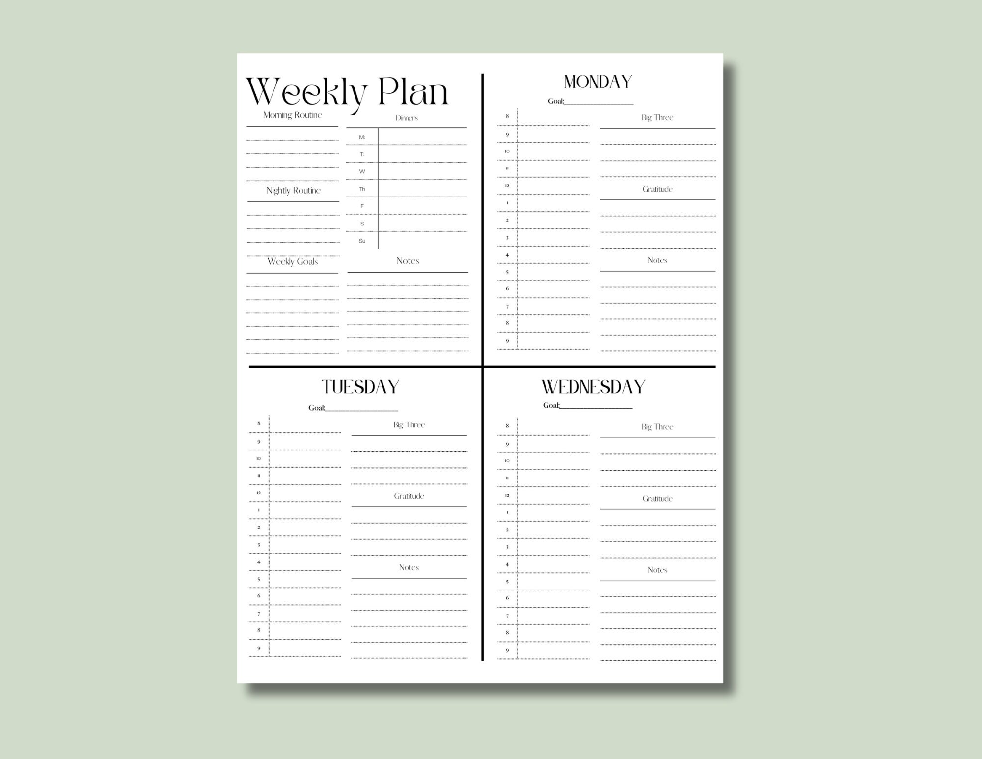 Weekly Planner Digital Download - Print at Home! - Etsy