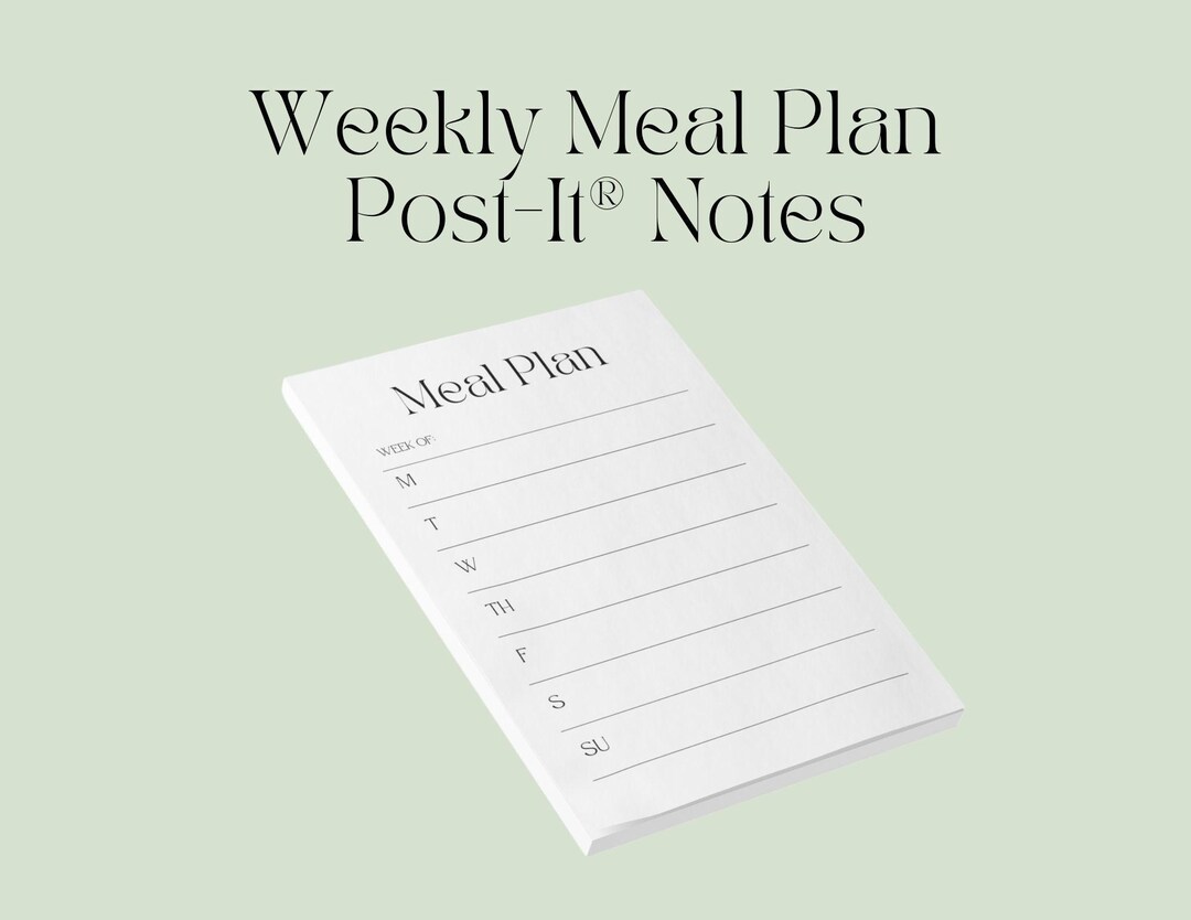 Weekly Meal Plan Post-it® Notes – Stylish & Minimalist Meal Organizer ...