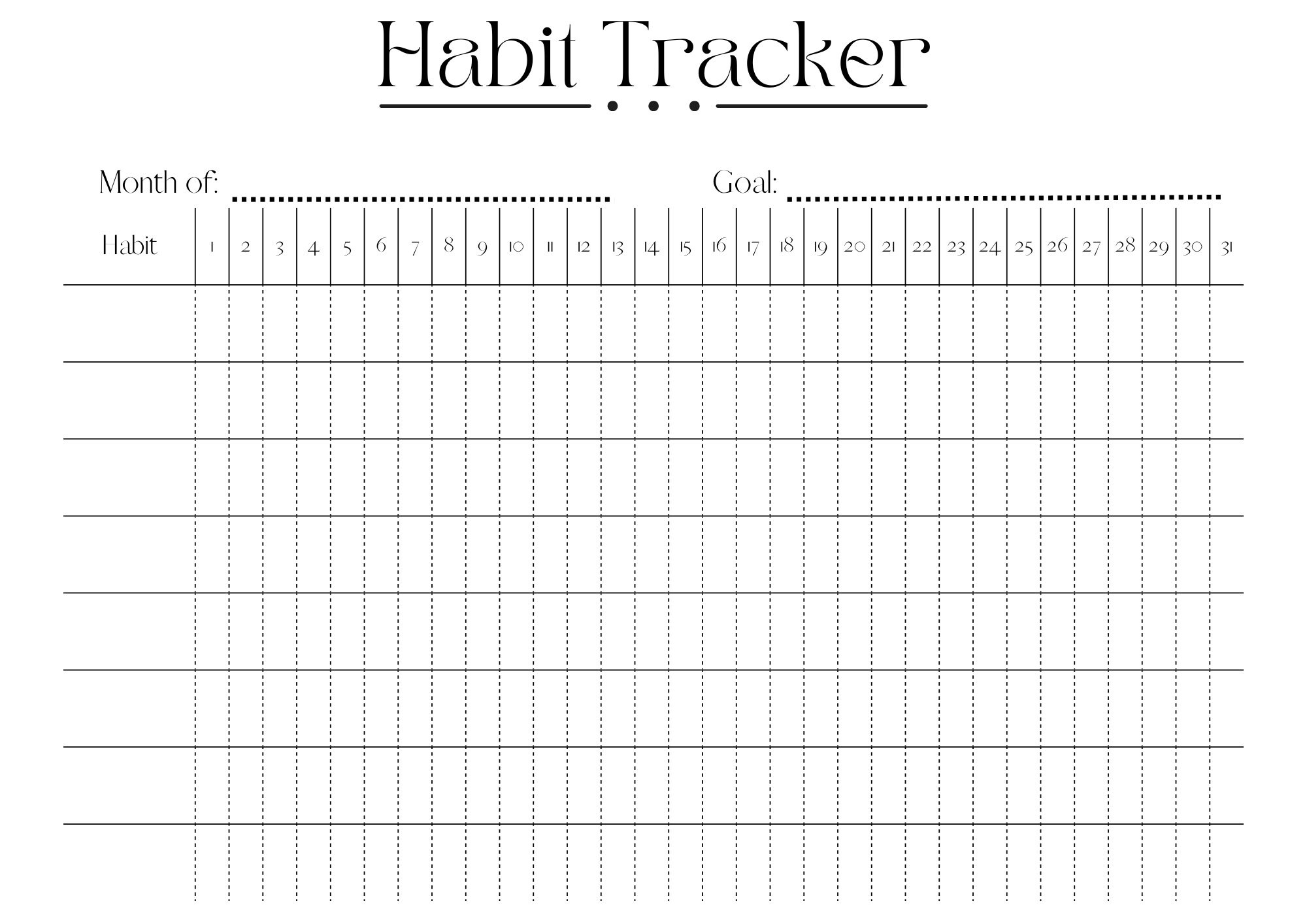 Printable Monthly Habit Tracker, Instant Download, Track Your Goals! - Etsy