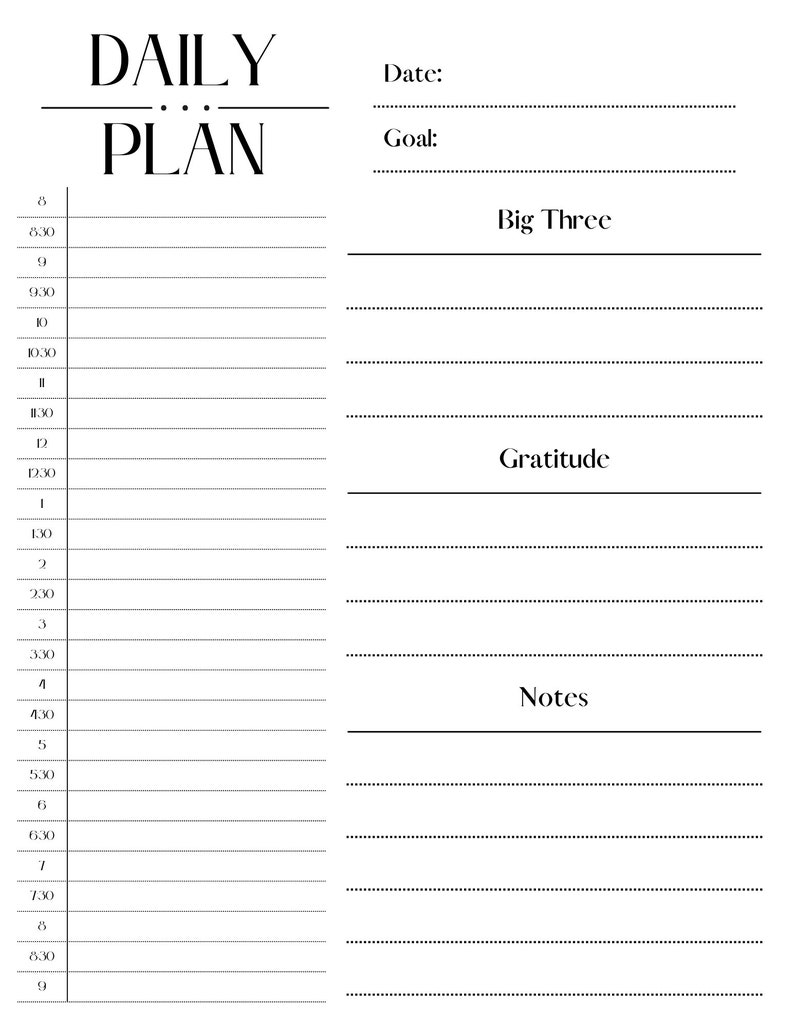 Daily Productivity Planner Printable | Digital Daily Organizer - Etsy