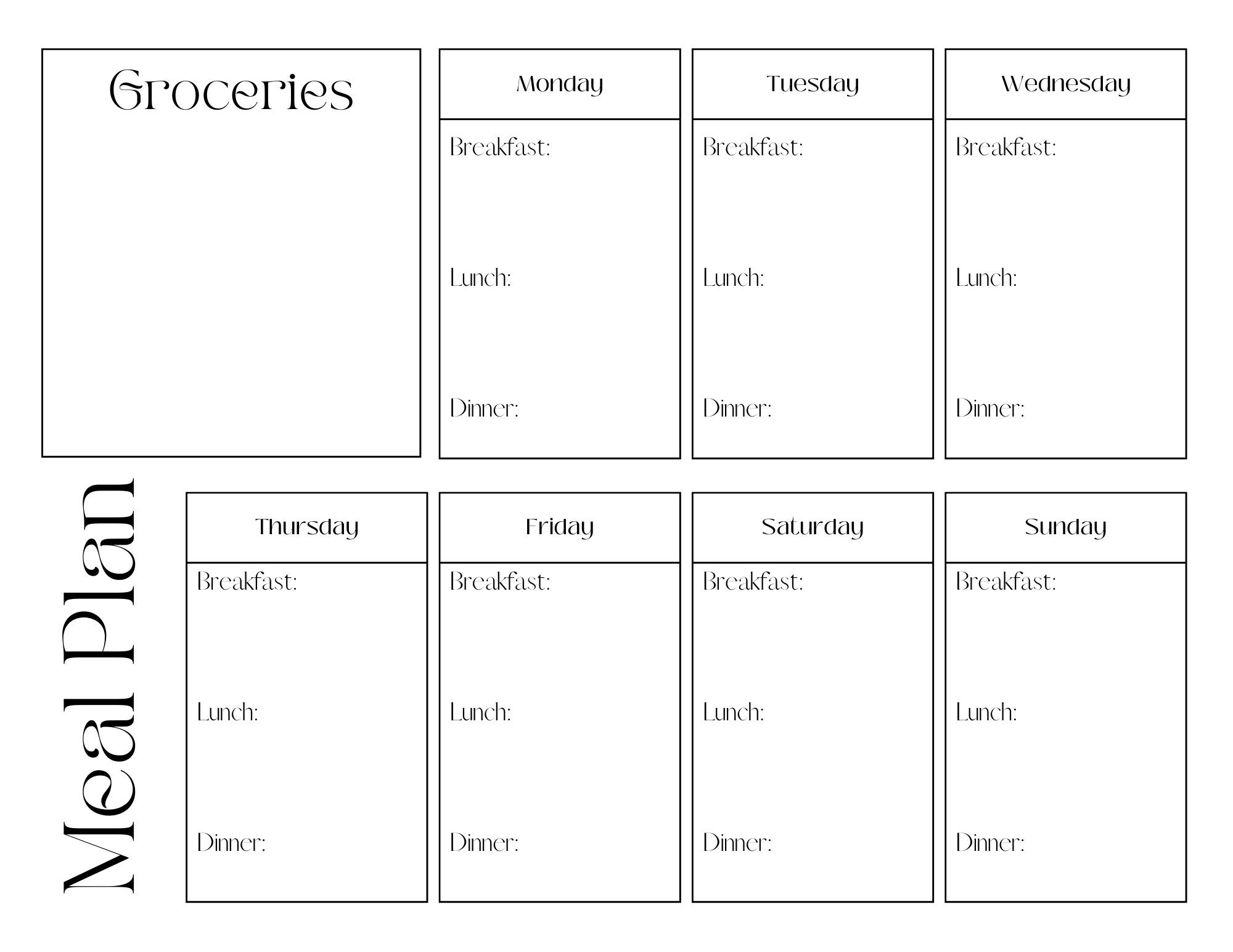 Digital Download Weekly Meal Planner, Customizable Family Menu Template ...