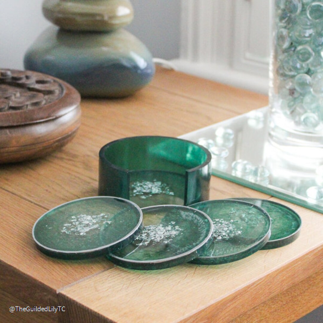 Luxury Coaster Set (dark Green/silver) - Etsy