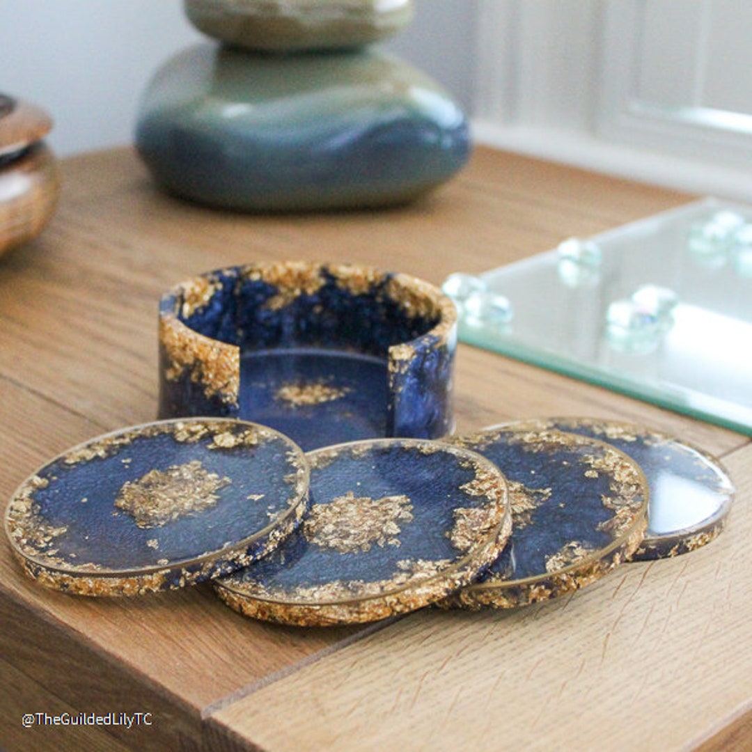 Luxury Coaster Set (midnight Blue/gold) - Etsy