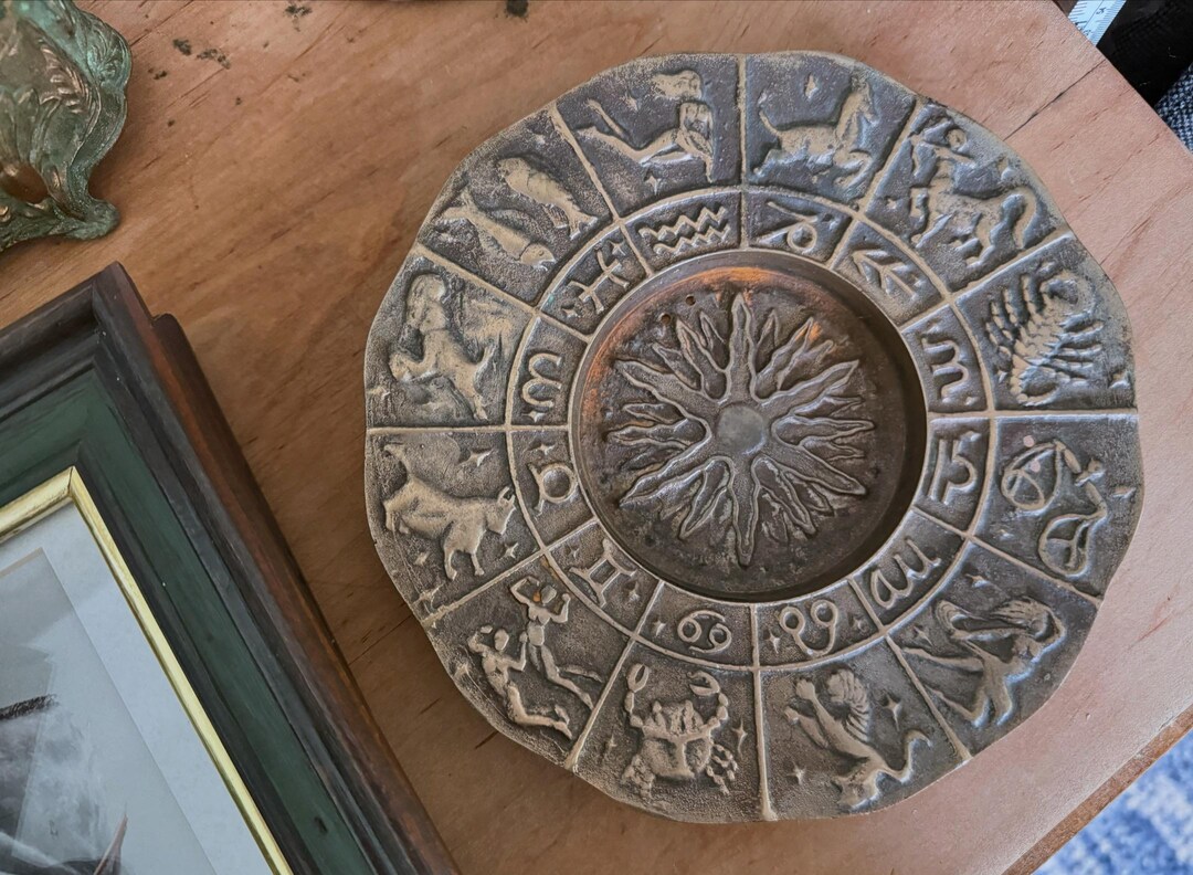Vintage HTF Rare Brass Zodiac Astrology Tray Trinket Dish - Etsy