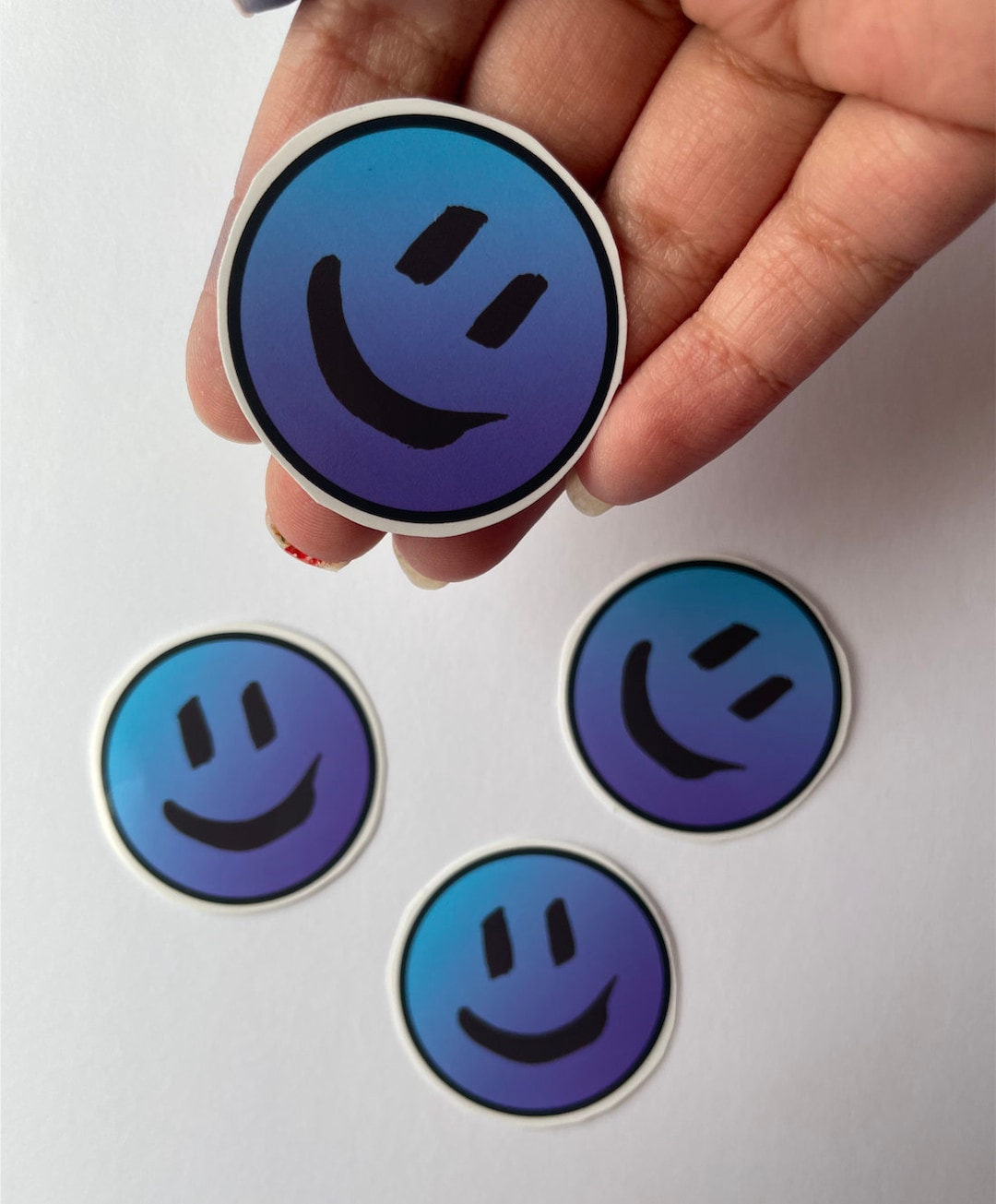 Blue Smilie Face Sticker - Etsy