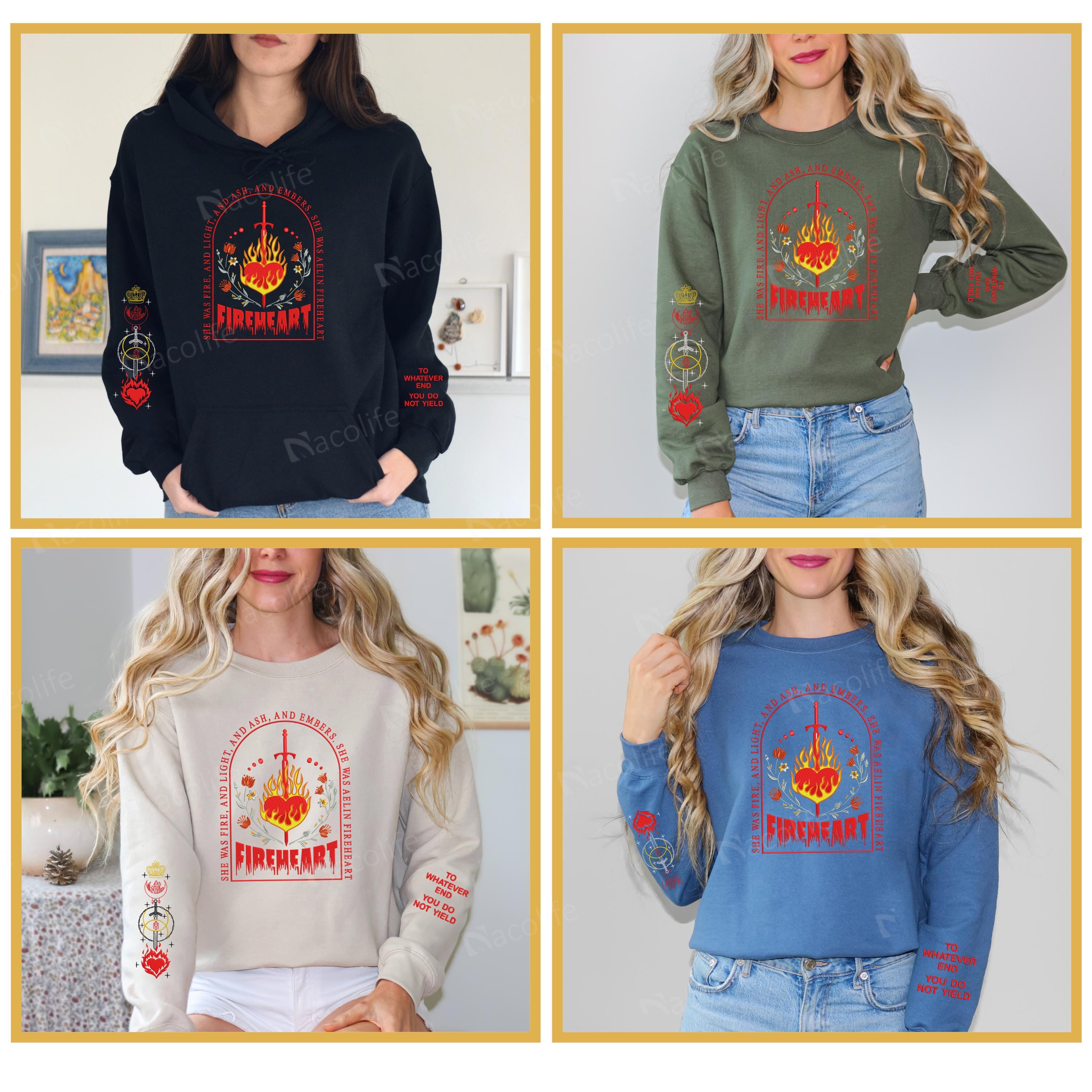 Fireheart Embroidered Hoodie, Throne of Glass Embroidery Hoodie, Hei of ...