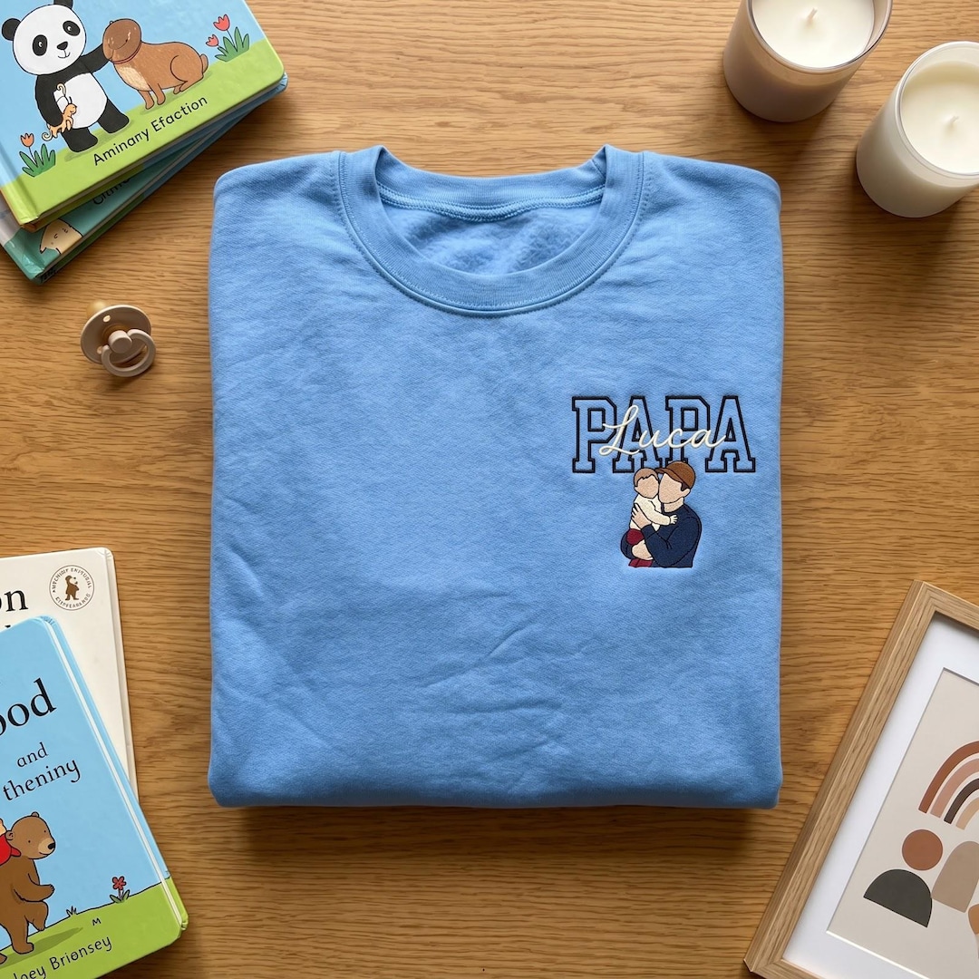 Personalized Custom Dad Photo Sweatshirt, Embroidered Faceless Portrait ...