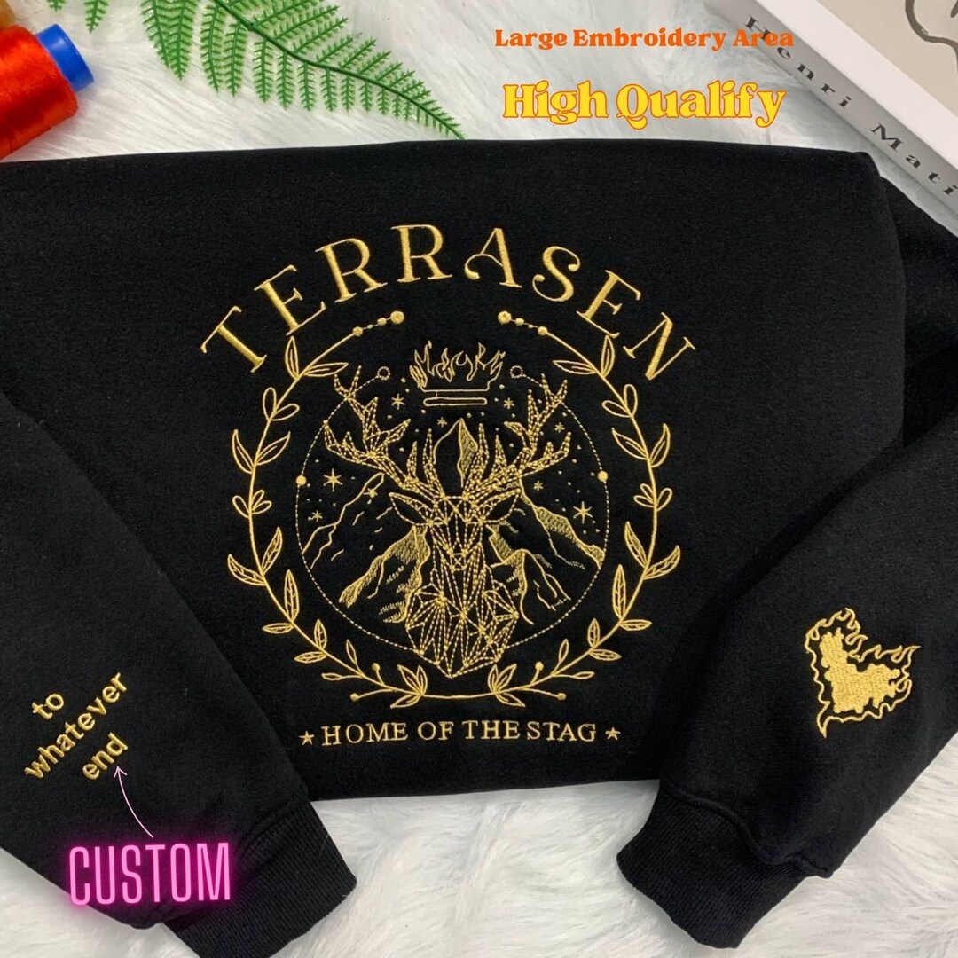 Terrasen Home of Stag Embroidery Sweatshirt, Fireheart Embroidery ...
