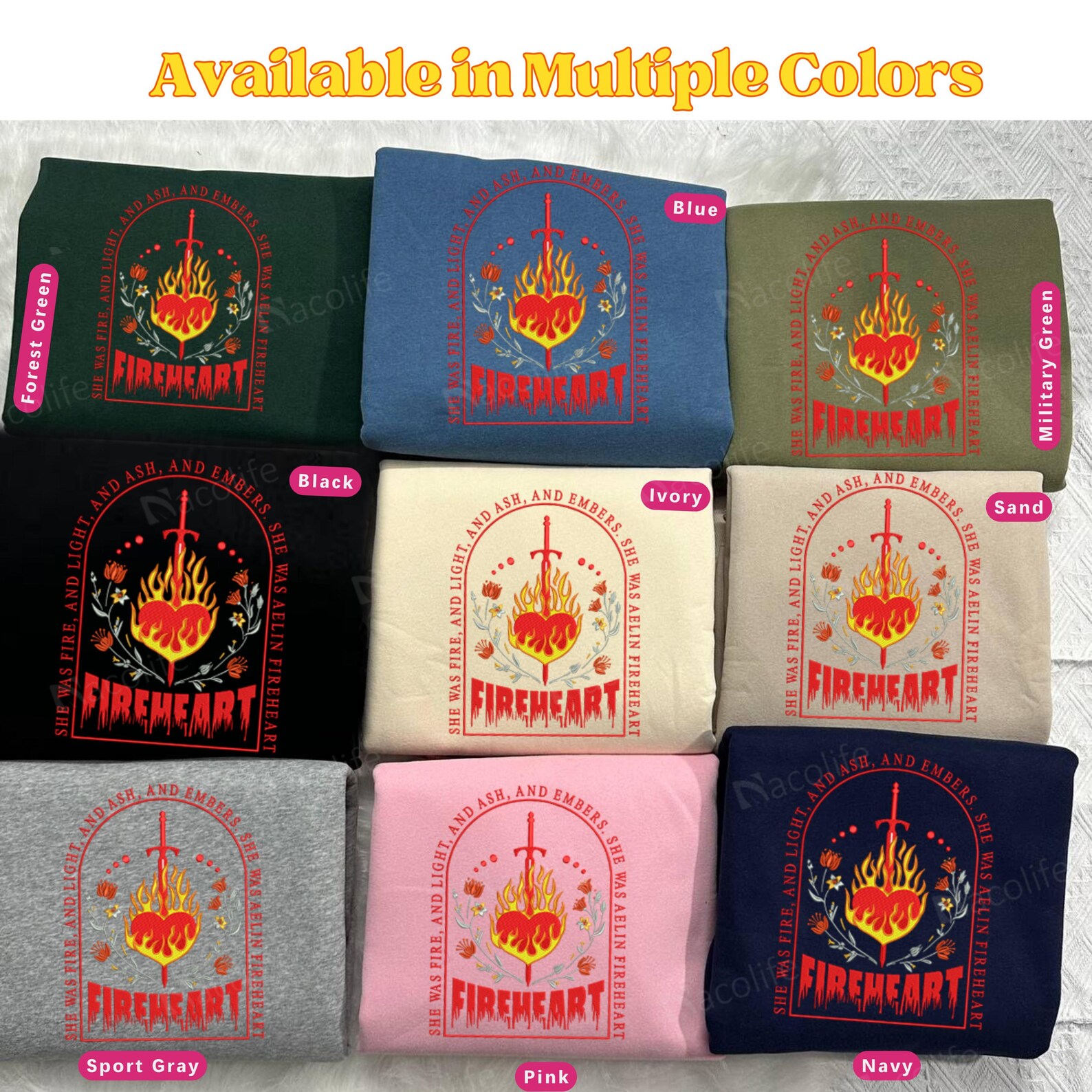 Fireheart Embroidered Hoodie, Throne of Glass Embroidery Hoodie, Hei of ...