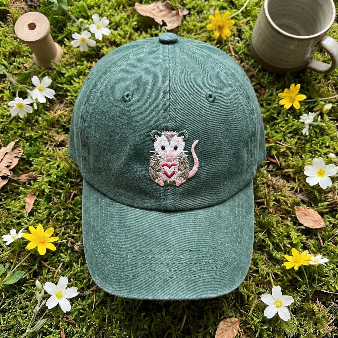 Opossum Heart Embroidered Wash Dad Cap, Love Possum Hat, Cute Animal ...