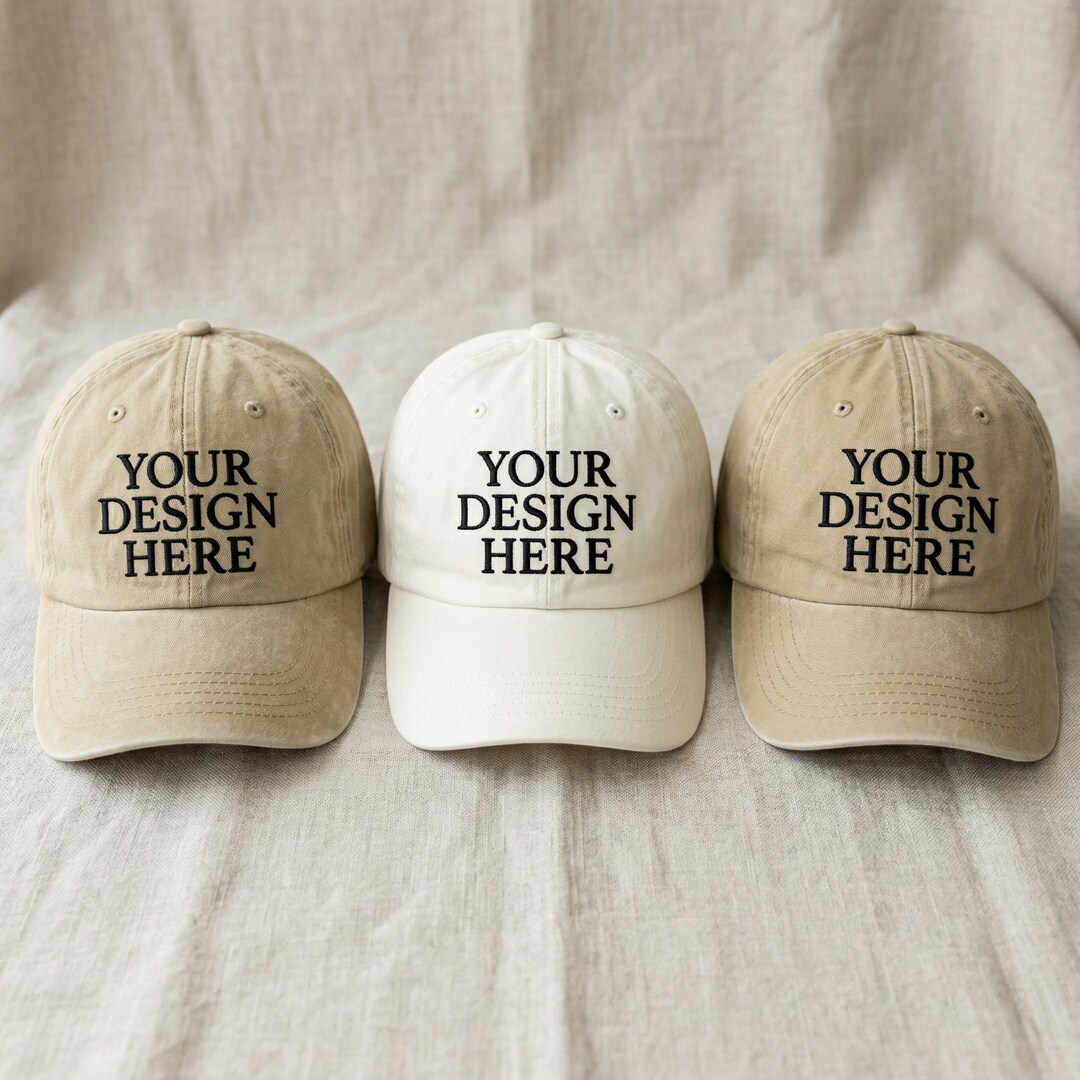 Custom Embroidered Dad Hat, Personalized Text Cap, Vintage Washed ...