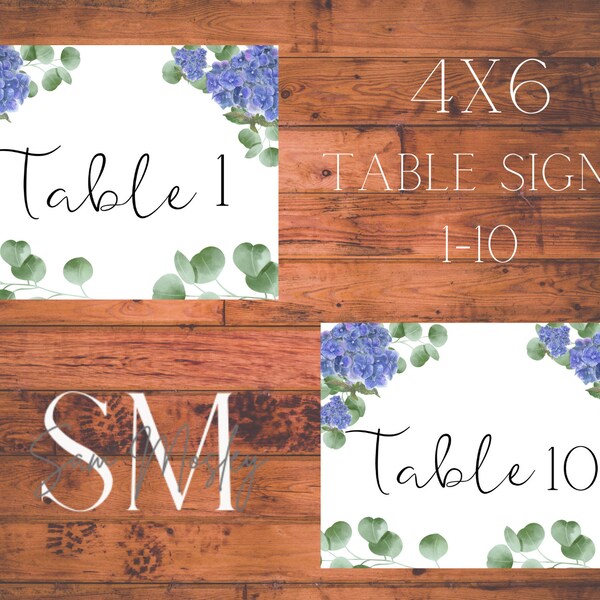 Hydrangea Table Signs - Etsy