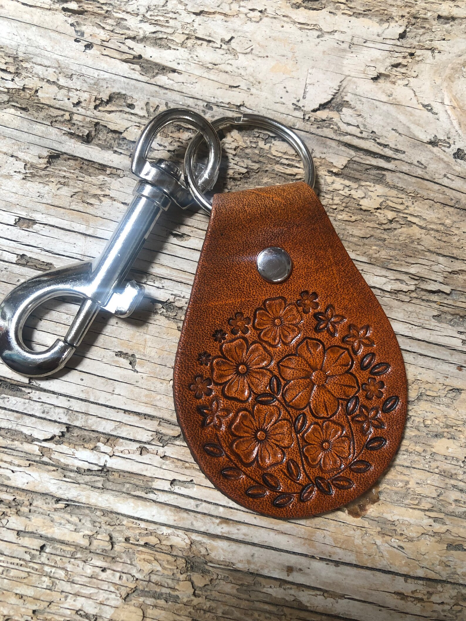 WILDFLOWER Large Keychain Fob With Clip Lt Brown Brown or - Etsy