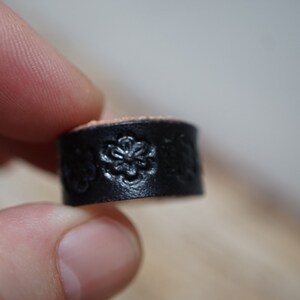 LITTLE FLOWER CHAIN, Leather Ring for Women, Leather Ring Band, Boho ...