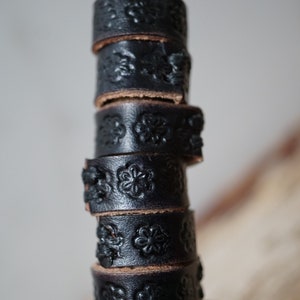 LITTLE FLOWER CHAIN, Leather Ring for Women, Leather Ring Band, Boho ...