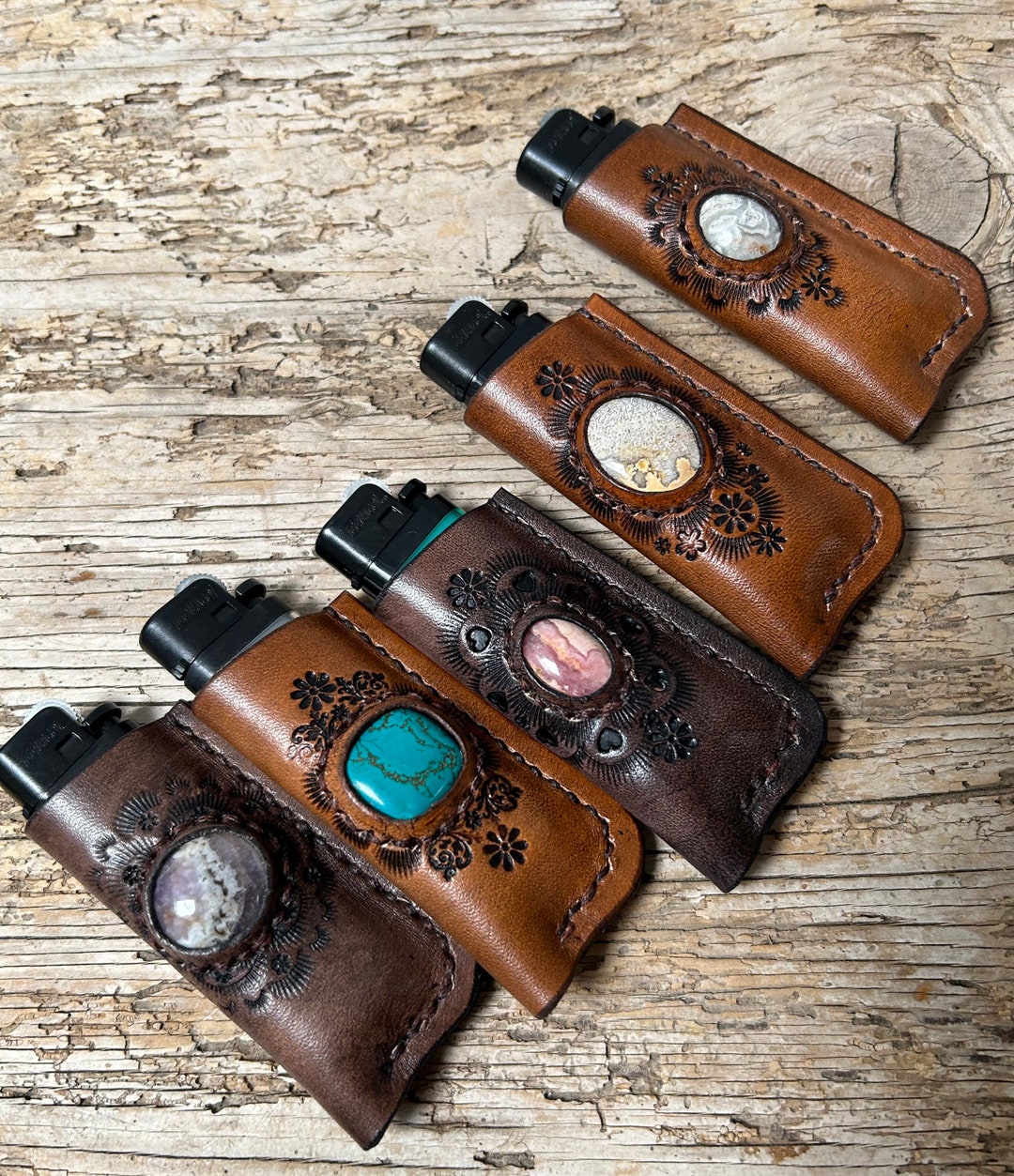 STONE, Leather Lighter Case, Leather Lighter Sleeve, Made to Fit a Thin ...