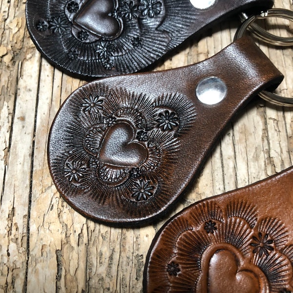 Leather Keychain - Etsy