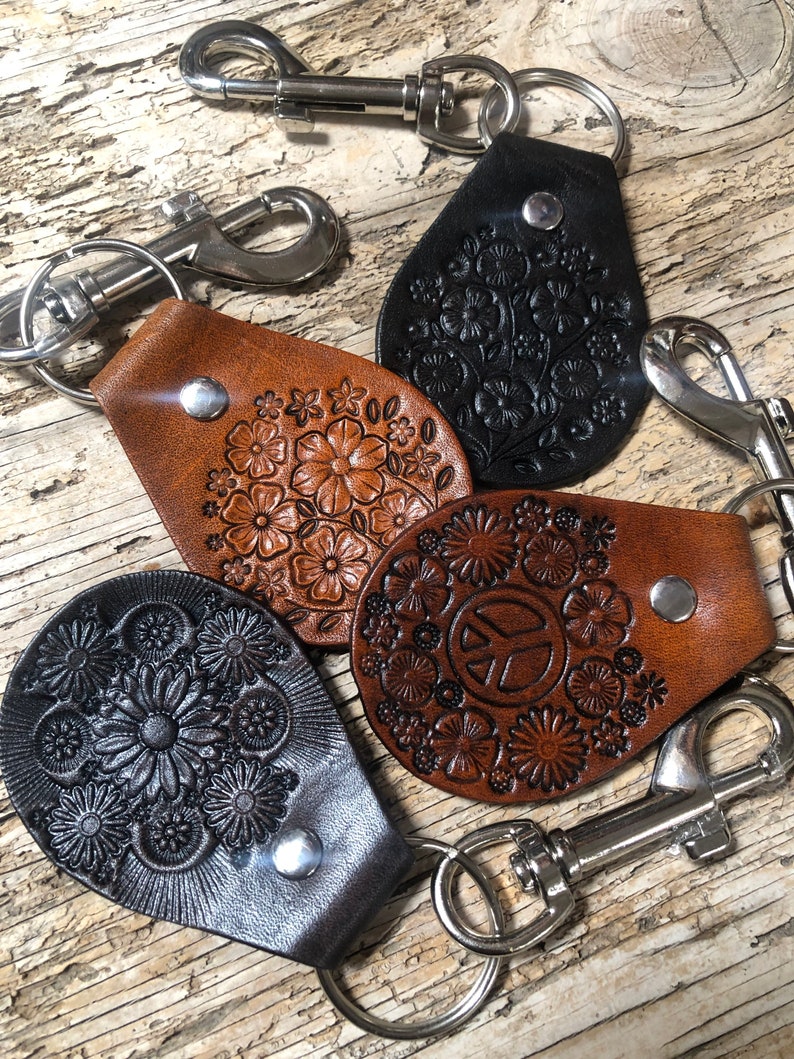 WILDFLOWER Large Keychain Fob With Clip Lt Brown Brown or - Etsy