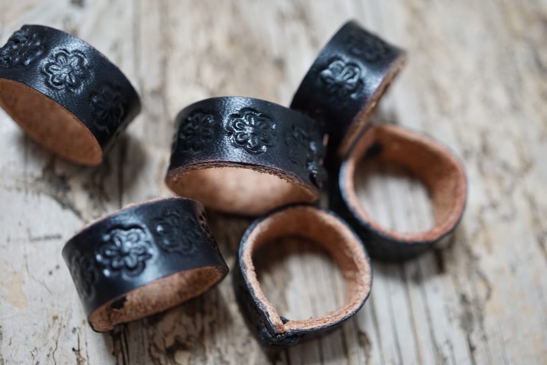 LITTLE FLOWER CHAIN, Leather Ring for Women, Leather Ring Band, Boho ...