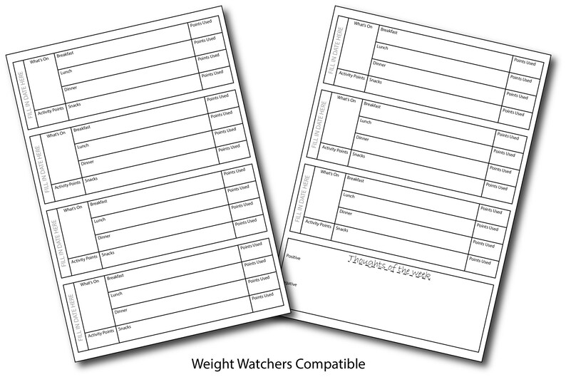 Printable Daily Food Diary Sliiming World Weight Watchers Calorie ...