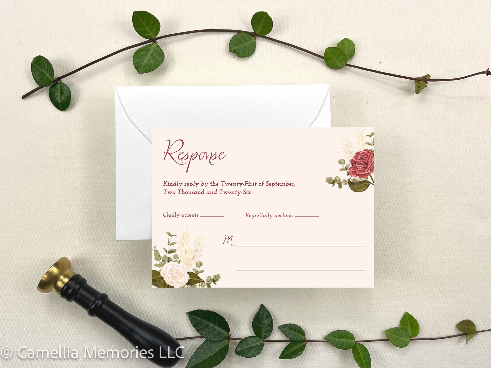 Berry & Pink Floral Wedding Invitation | Boho Wedding Invitation | Rose ...