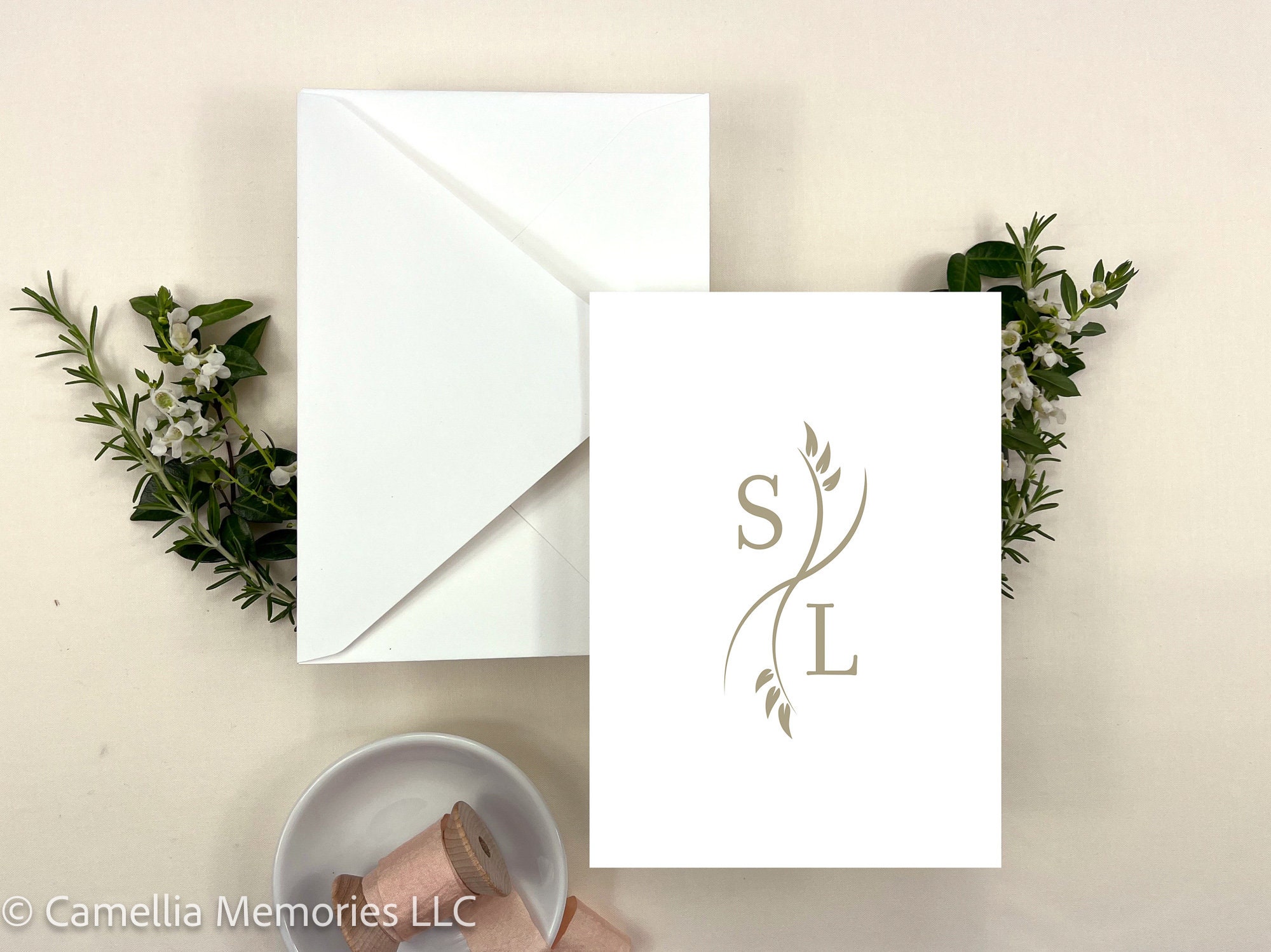 Modern Wedding Monogram | Vines Wedding Monogram | Digital Wedding ...