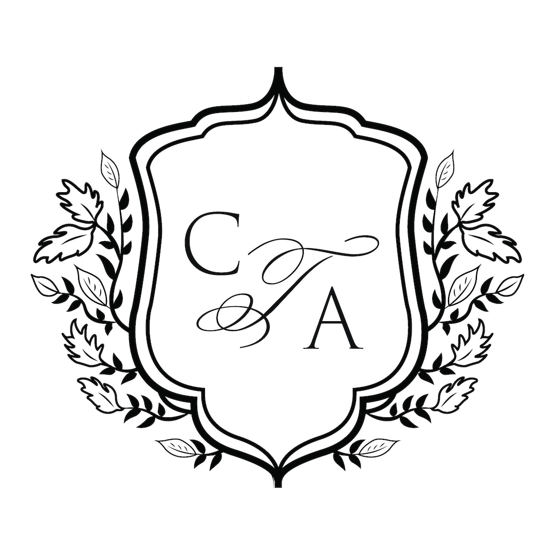3-letter Wedding Monogram | Botanical Wedding Crest | Digital Wedding ...