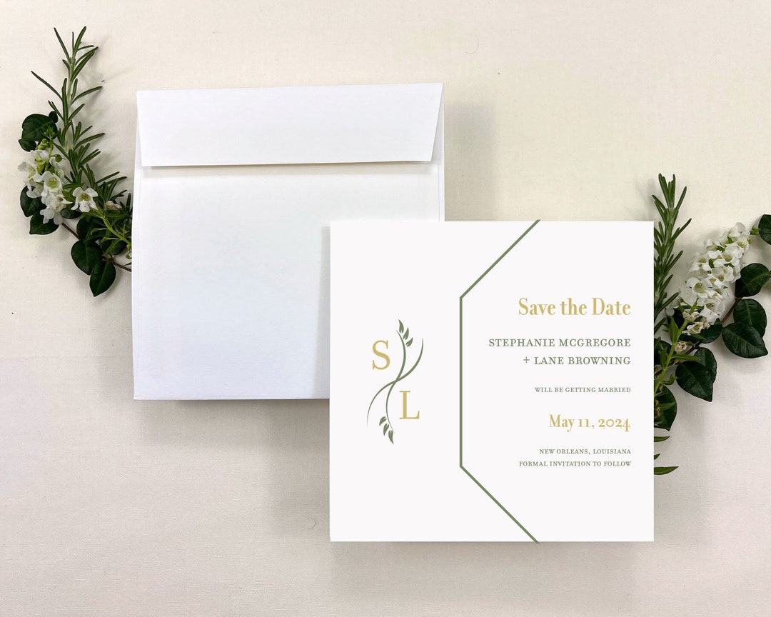 Modern Southern Save the Date | Modern Wedding Monogram | Classic Save ...