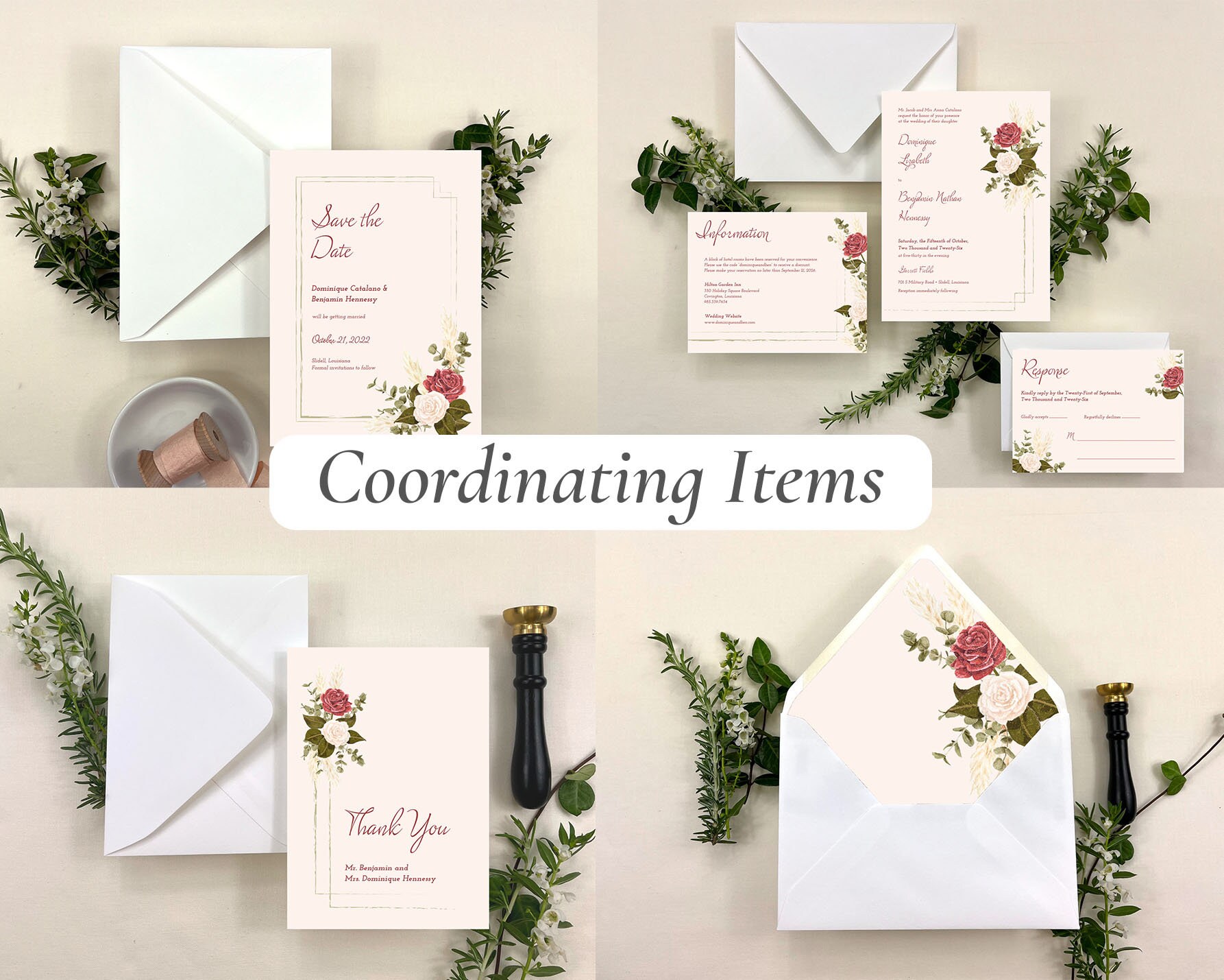 Berry & Pink Floral Wedding Invitation | Boho Wedding Invitation | Rose ...