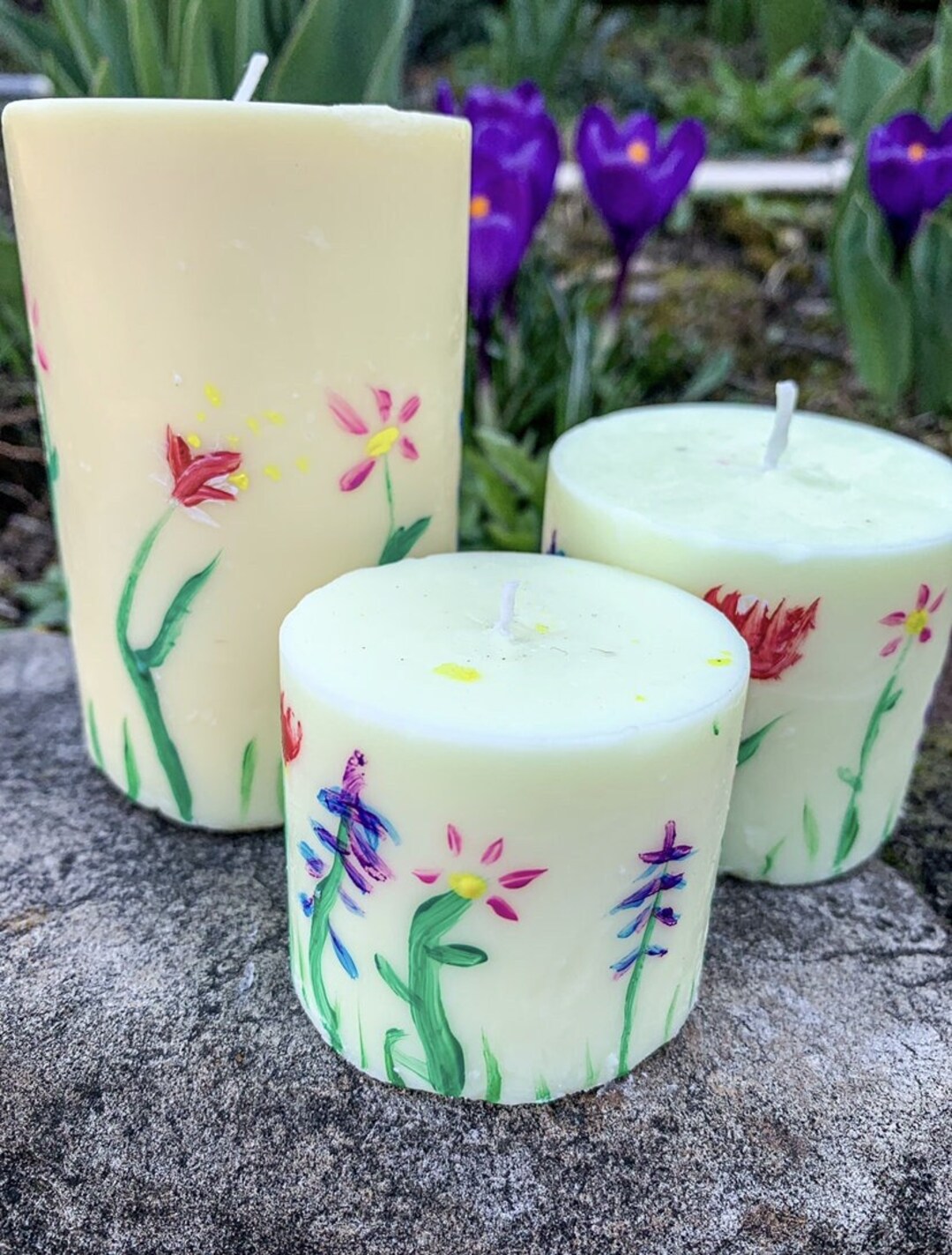 Hand Painted Wildflower Candles - Etsy
