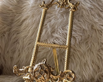Vintage Large Brass Tabletop Art Easel/vintage Brass Display Easel - Etsy