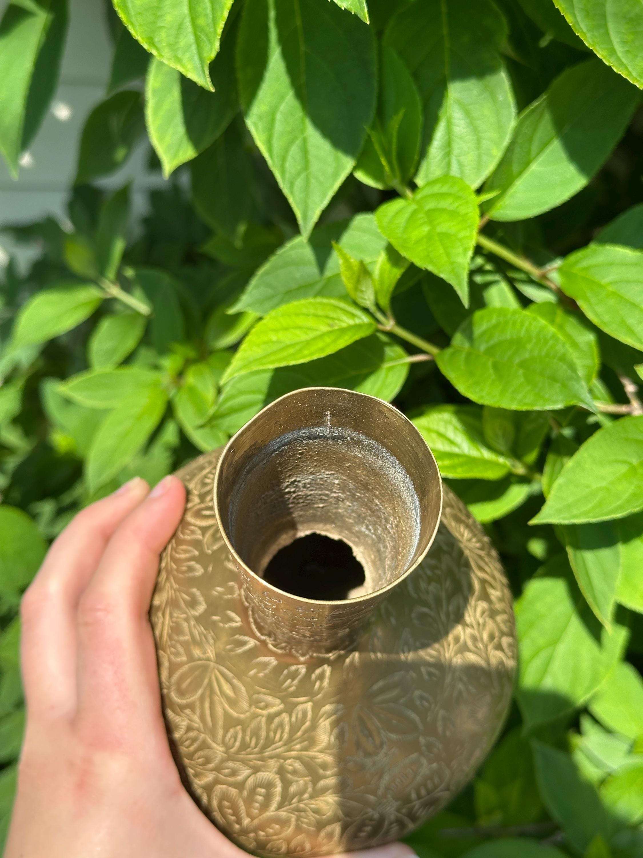 Vintage Solid Brass Etched Floral Vase |decorative Brass Bud Vase ...