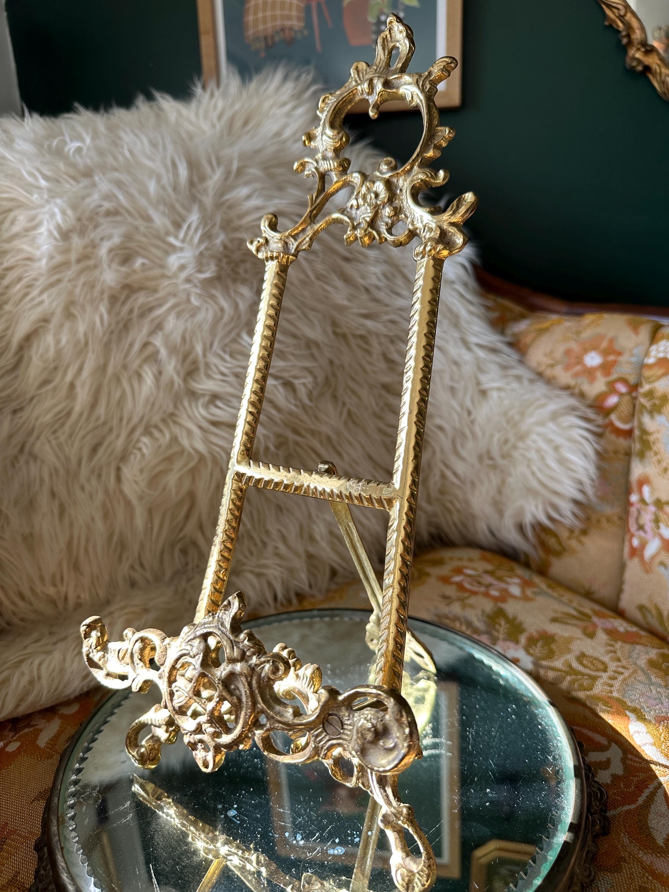 Large Vintage Brass Ornate Easel Stand - Etsy