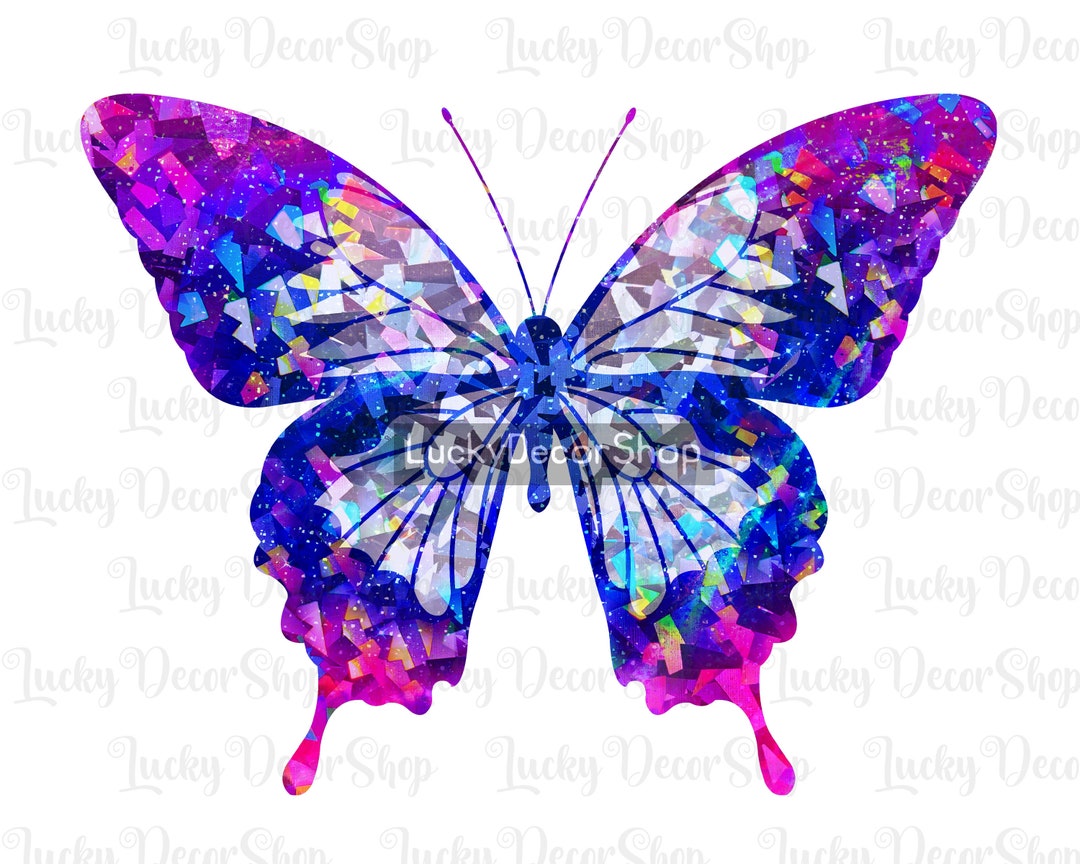 Holographic Butterfly PNG, Butterfly Sublimation, Shine Butterfly ...