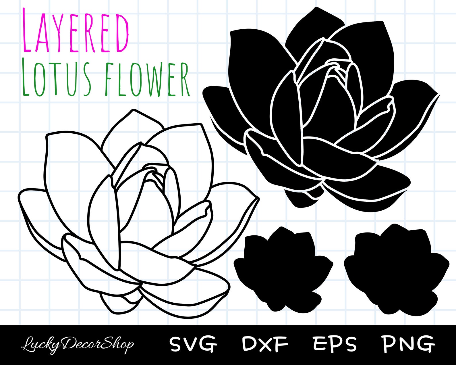 Layered Flower SVG, Lotus Flower SVG, Lotus Svg, Cut File, Cut Files ...