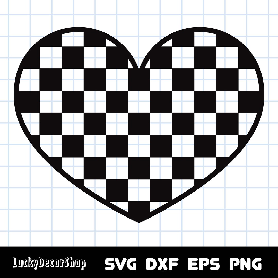 Checkered Heart SVG: Cut Files for Cricut, Silhouette (digital Download ...