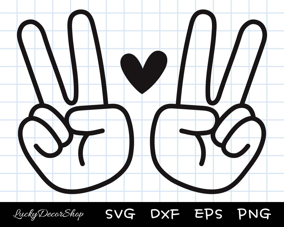 Peace Sign Hand SVG Clipart: Cut Files for Cricut, Silhouette (digital ...
